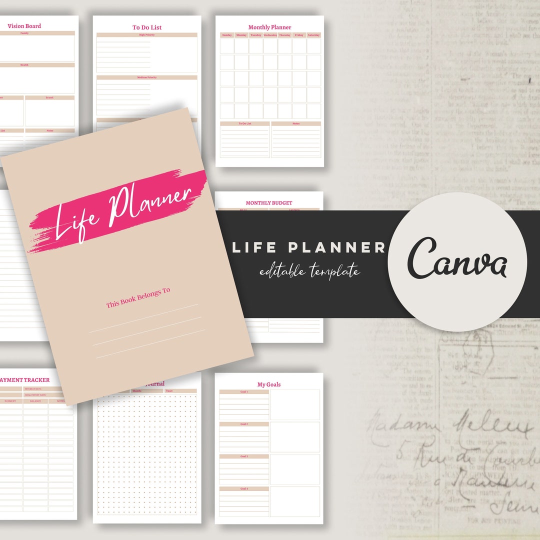 Printable Life Planner Life Balance Modern Life Planner Checklist Life ...