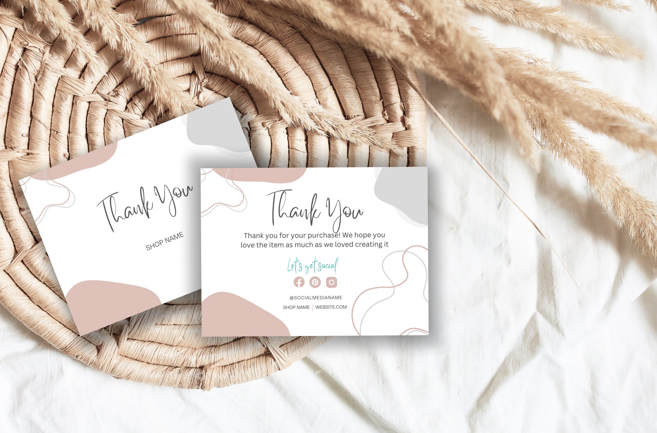 Printable Thank You Business Card Template Editable Canva Design ...