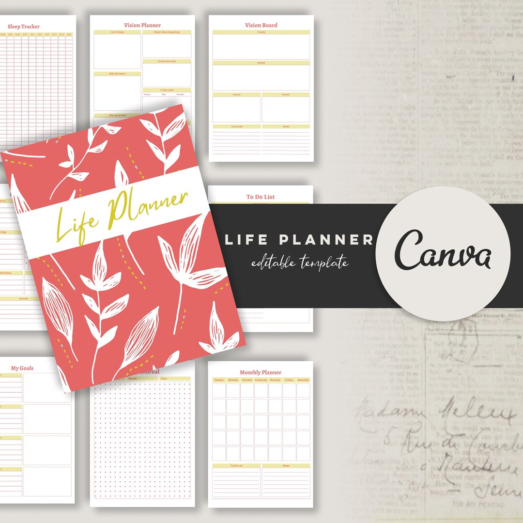 Printable Life Planner Life Balance Modern Life Planner Checklist Life ...