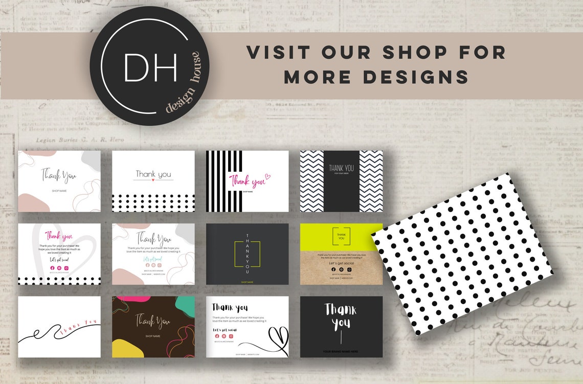 Printable Thank You Business Card Template Editable Canva Design ...