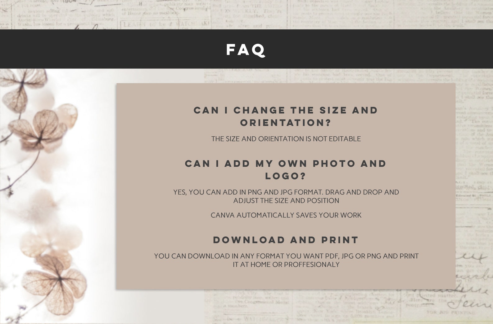 Printable Thank You Business Card Template Editable Canva Design ...