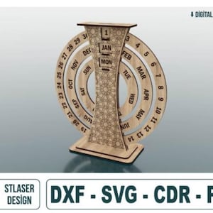 Wooden Laser Cut Perpetual Calendar, Vector Files for Wood Laser ...