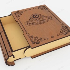 Slider Book Box Laser Cut Svg Files, Wood Gift Slider Book Box, Vector ...