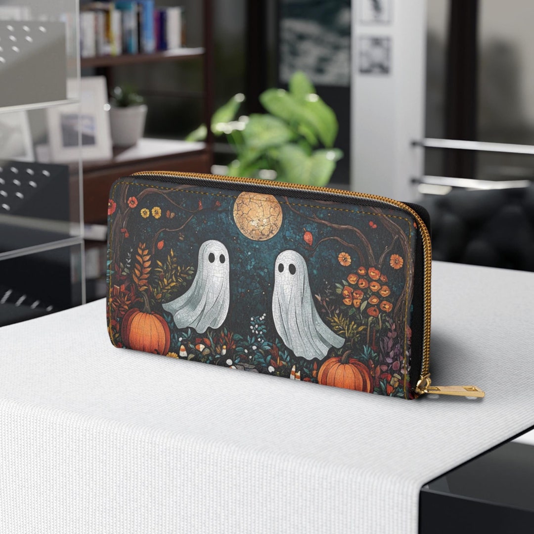 Cottagecore Aesthetic Mosaic Halloween Wallet for Women, Cute Ghost ...