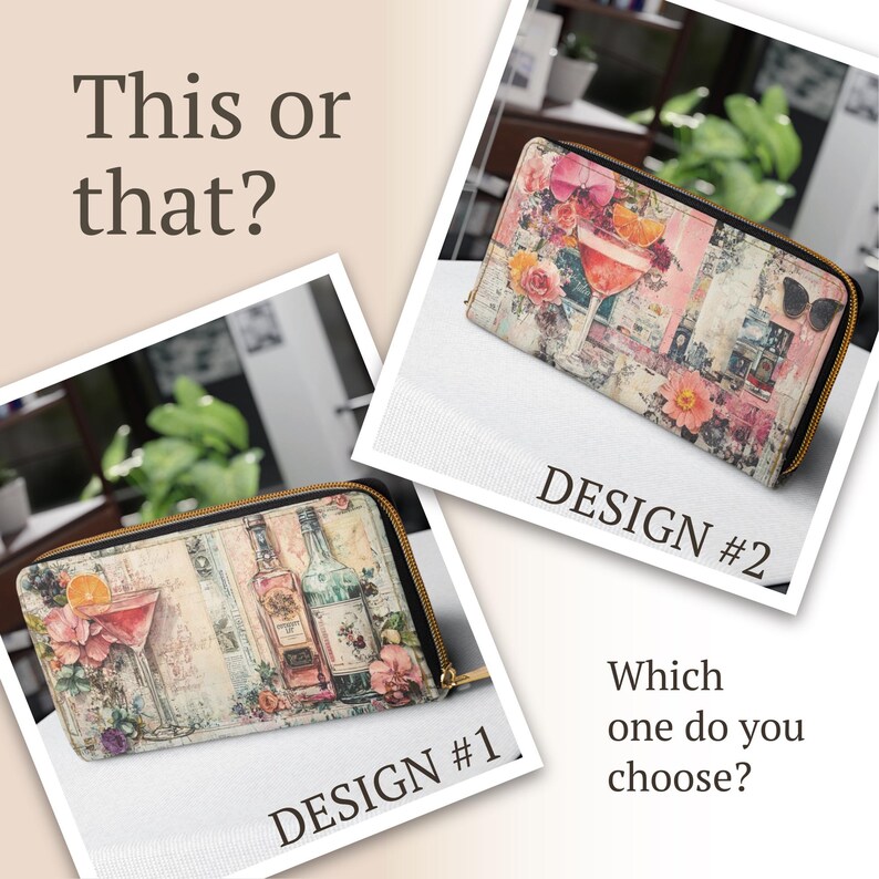 Vintage-inspired Cocktail & Floral Wallet for Women, Cute Watercolor ...