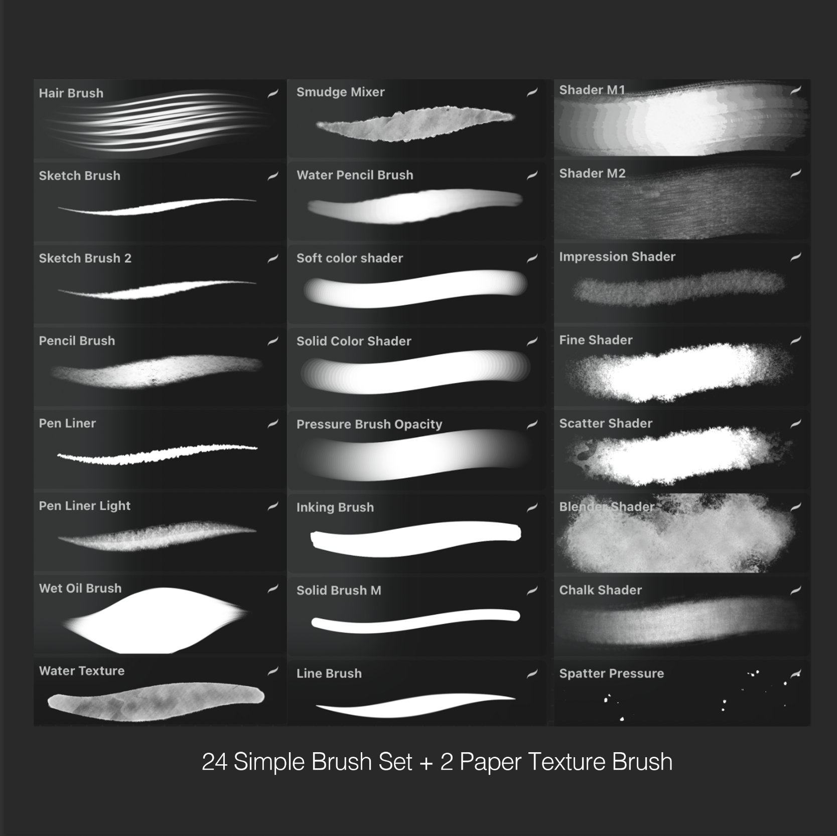 24 Procreate Basic Brushes Pack - Etsy