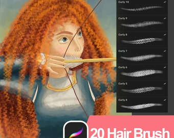 Brushes for Procreate Curly Hair, Curly Hair Brush, Brushset Hair, Hair ...