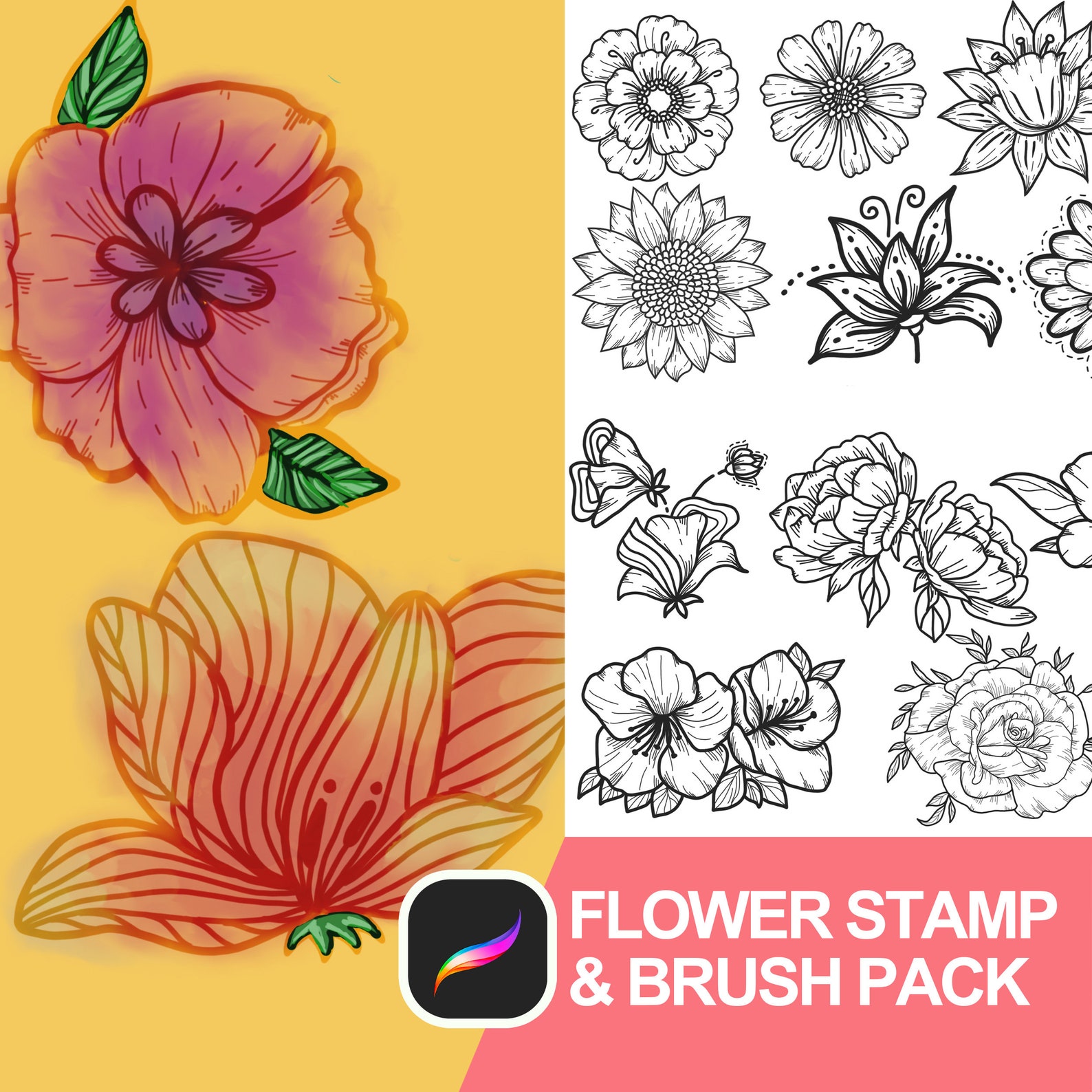 Flower Stamp Brush I Procreate Instant Download - Etsy