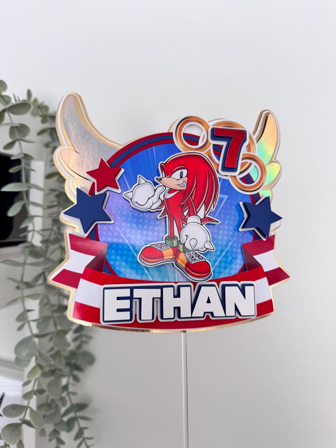 Knuckles Theme Caketopper - Birthday - Sonic Theme Caketopper - Etsy