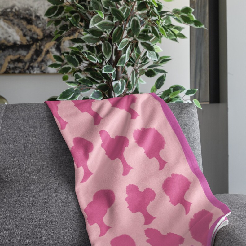 Afro Barbie Plush Blanket, Pink Blanket for Her, Barbie Blanket Gift ...