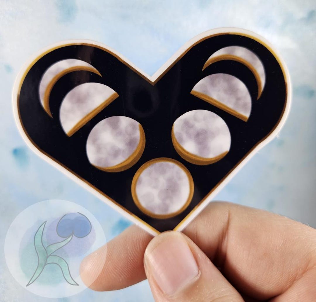 Heart Shaped Moon Phases Vinyl Sticker - Etsy