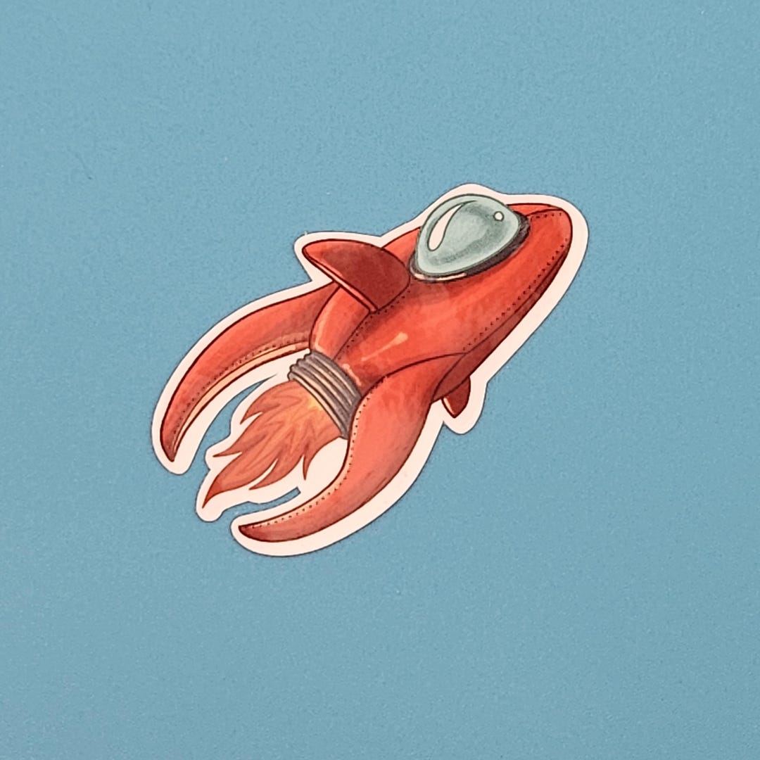 Red Rocket Ship Vinyl Sticker: Retro Space Explorer Design - Etsy