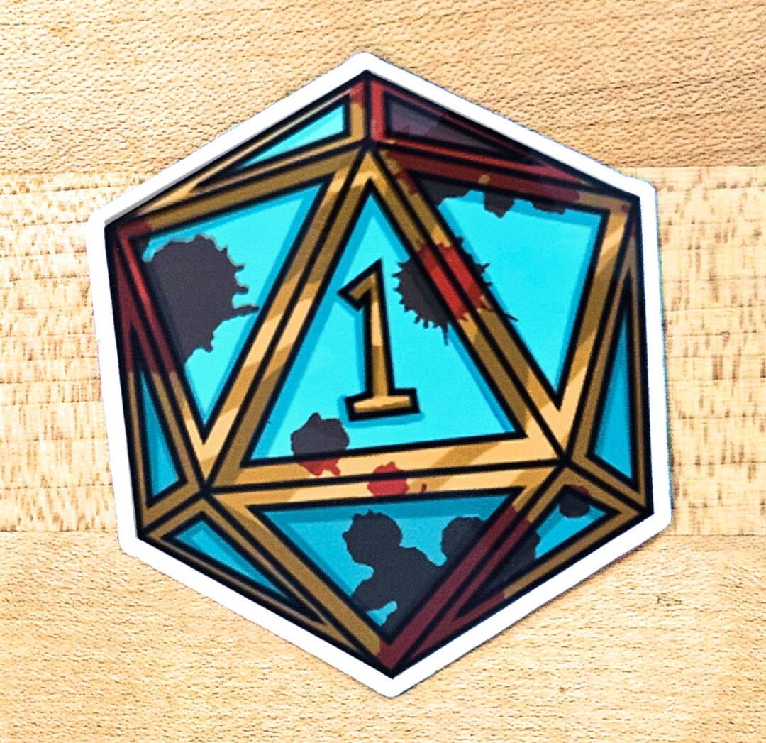 Unlucky Bloody Blue Dice Roll 1, Funny D20 Epic Fail Vinyl Adhesive ...