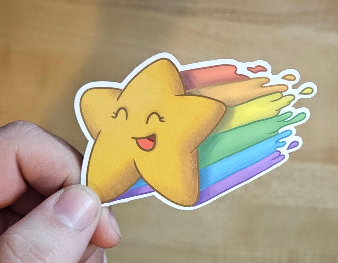 Cute Pastel Rainbow Paint Shooting Star Vinyl Sticker - Etsy