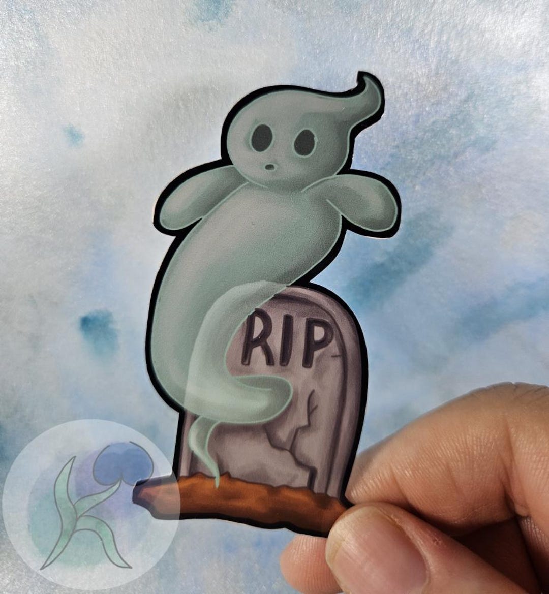 Cute Ghost Rising From the Grave Halloween Vinyl Sticker - Etsy