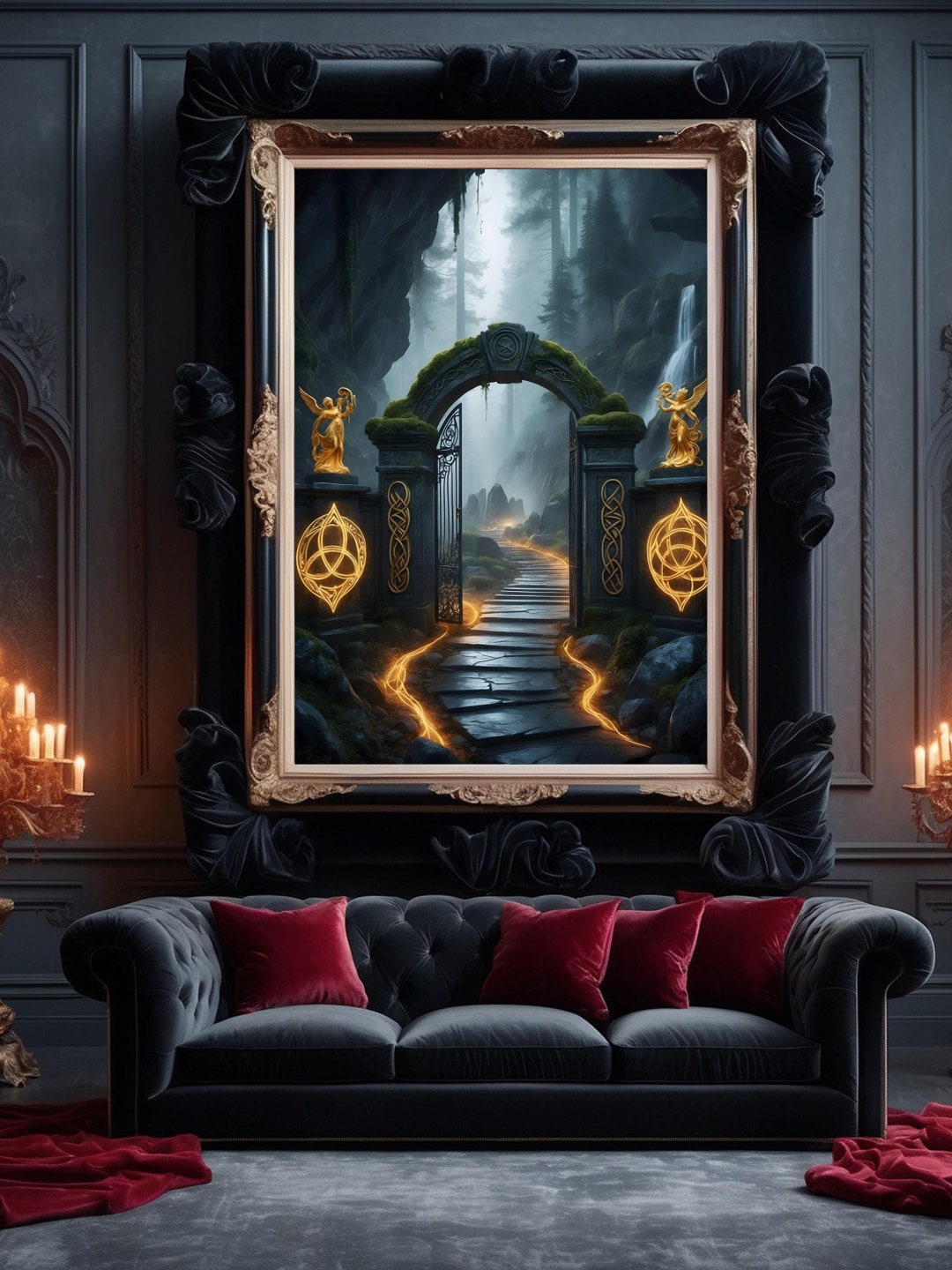 Premium Gothic Baroque Style Poster & Canvas Mystical Capricorn Design ...