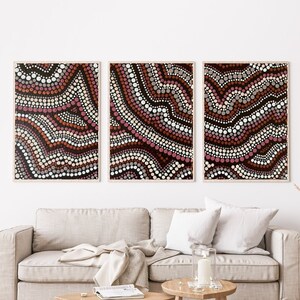 Pink Black Aboriginal-inspired Art Set of 3 - Digital Print Art by Luke ...