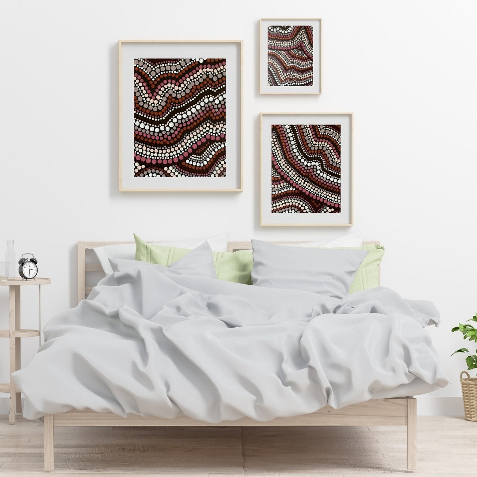 Pink Black Aboriginal-inspired Art Set of 3 - Digital Print Art by Luke ...