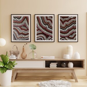 Pink Black Aboriginal-inspired Art Set of 3 - Digital Print Art by Luke ...