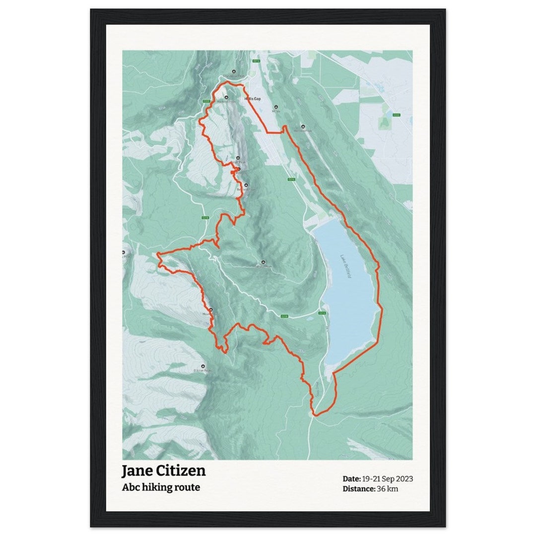 Custom Hiking Map Poster, Personalized Hiking Route Print, Strava Hike ...