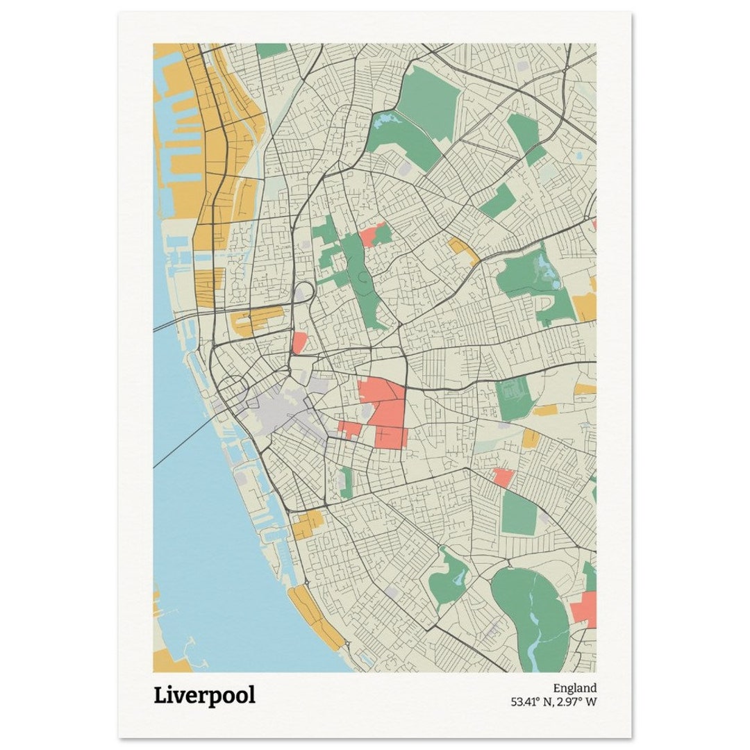 Liverpool Map Print, Liverpool Map Poster, Liverpool Map Wall Art ...