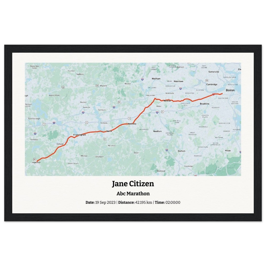 Custom Horizontal Marathon Map Poster, Personalized Marathon Route ...