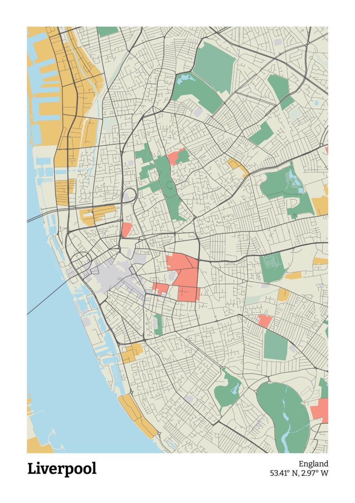 Digital Download, Liverpool Map Print, Liverpool Map Poster, Liverpool ...
