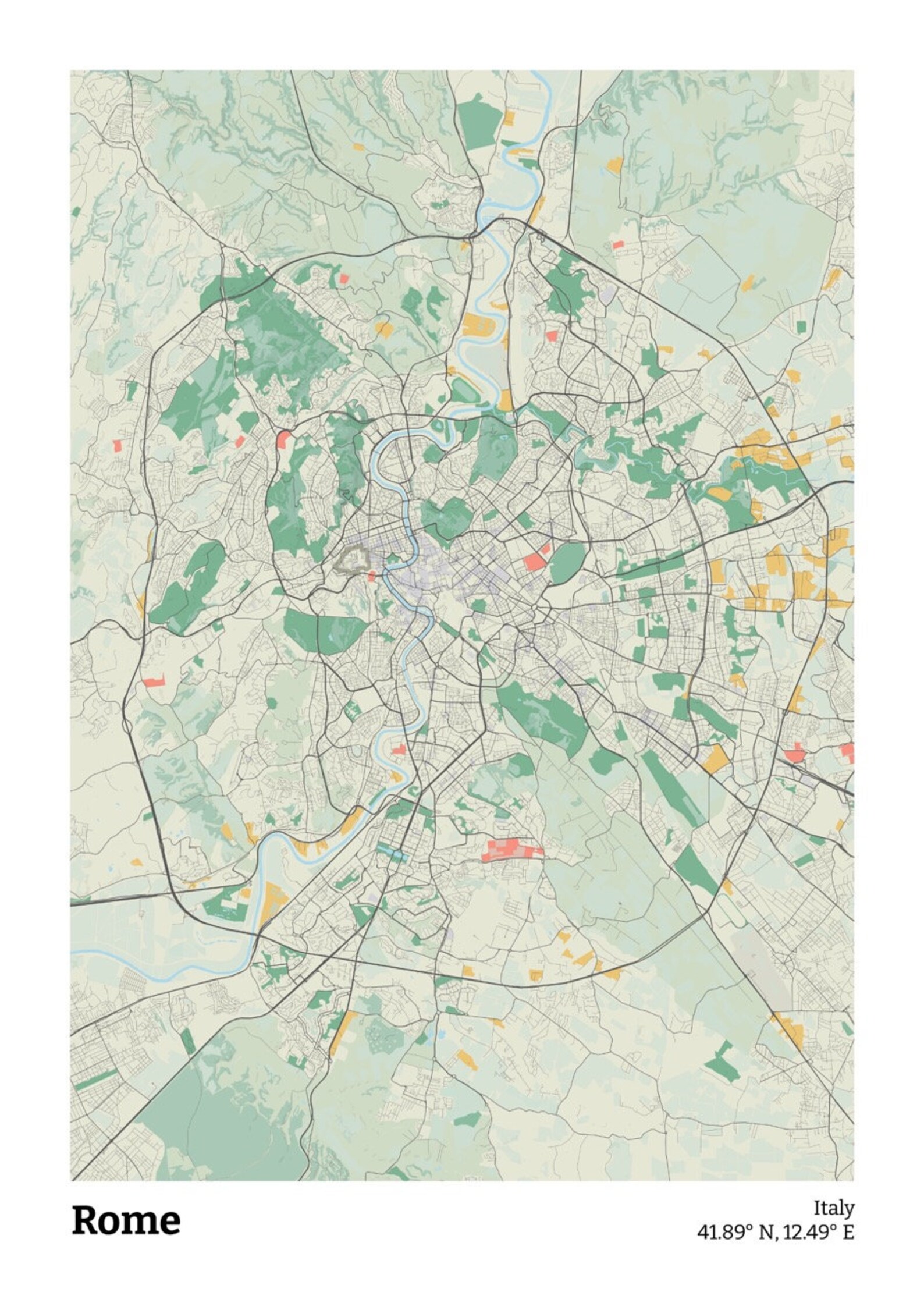 Digital Download, Rome Map Print, Rome Map Poster, Rome Map Wall Art ...