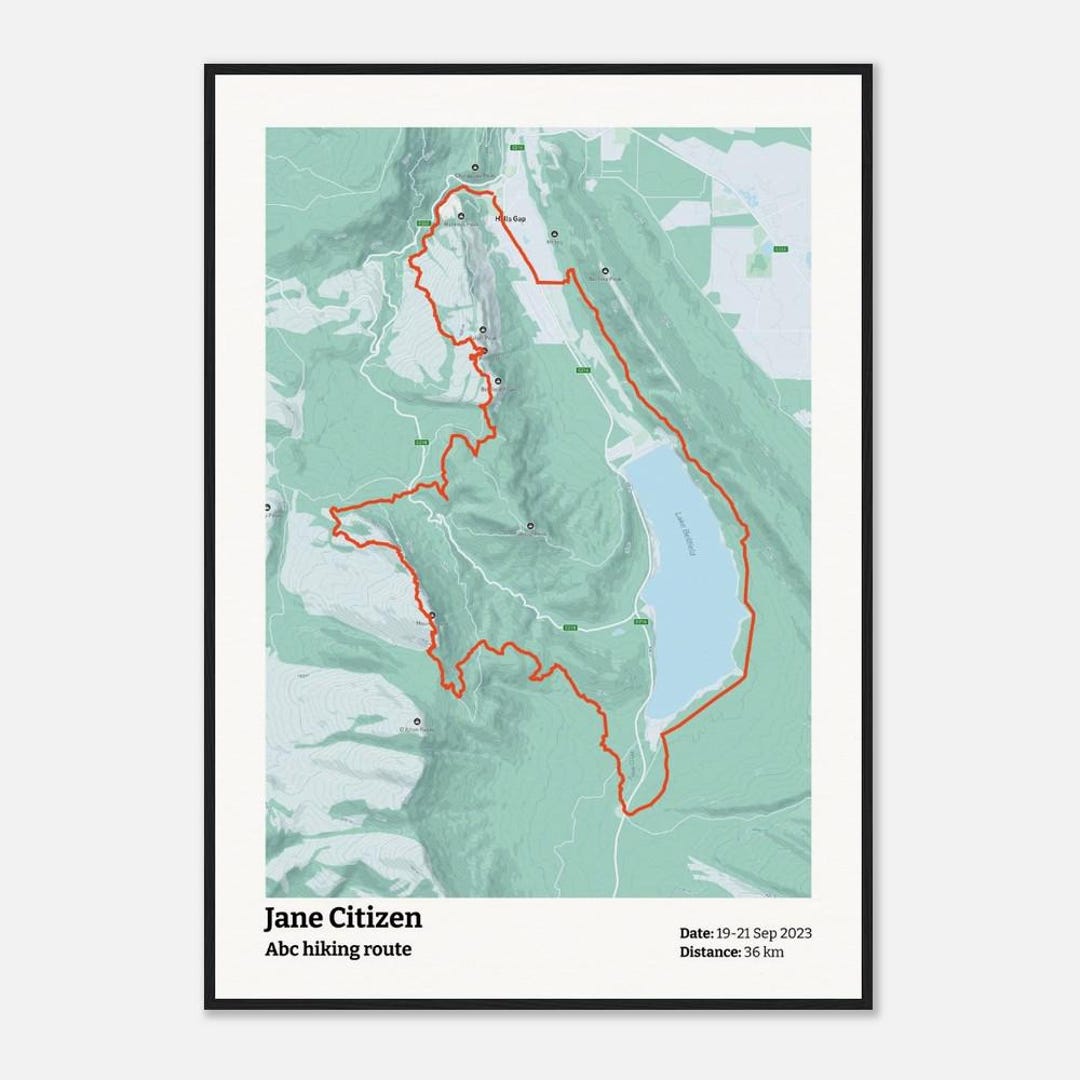 Custom Hiking Map Poster, Any Marathon, Personalised Hiking Route Print ...