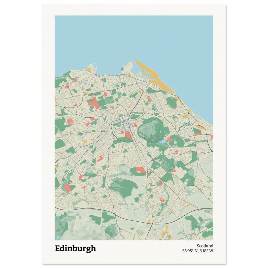 Edinburgh Map Print, Edinburgh Map Poster, Edinburgh Map Wall Art ...