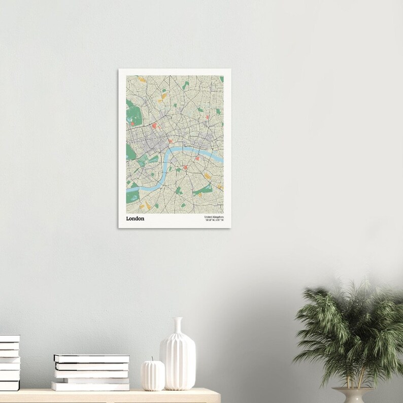 London Map Print, London Map Poster, London Map Wall Art, Colour London ...