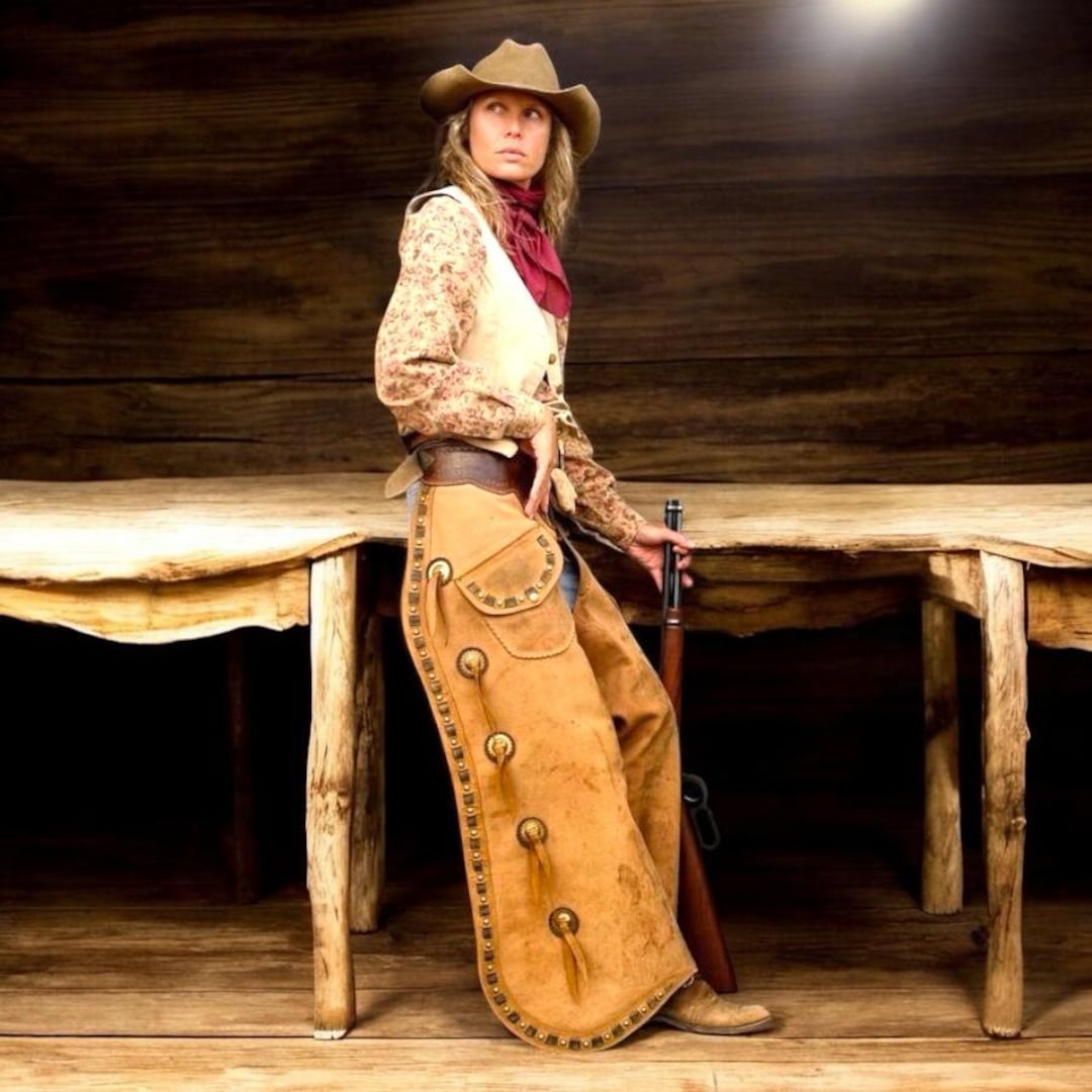 Handmade Women 100 % Geniune Suede Leather Western Cowgirl Chap Fringes ...