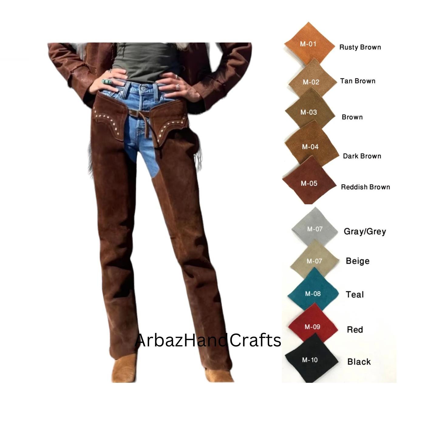 Women Western Wear Suede Leather Chap Fringes Suede Leather Pant Suede ...