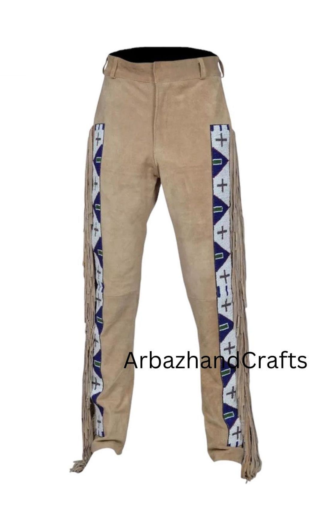 Men Fringes Suede Leather Beaded Pant Men Western Leather Pant Men ...