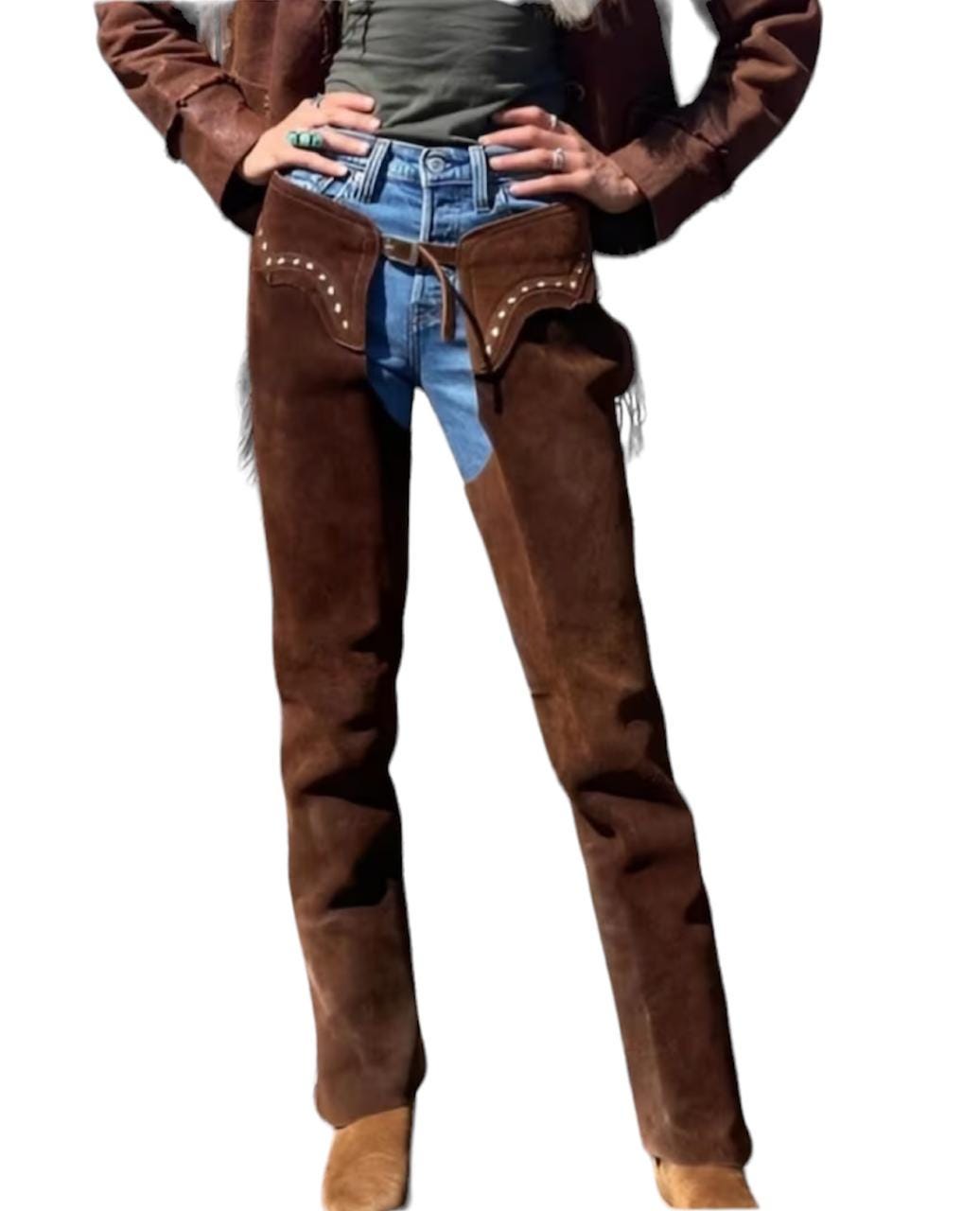 Women Western Wear Suede Leather Chap Fringes Suede Leather Pant Suede ...