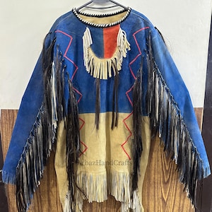 Mens Western Sioux Style Native American Suede Leather Indian War ...