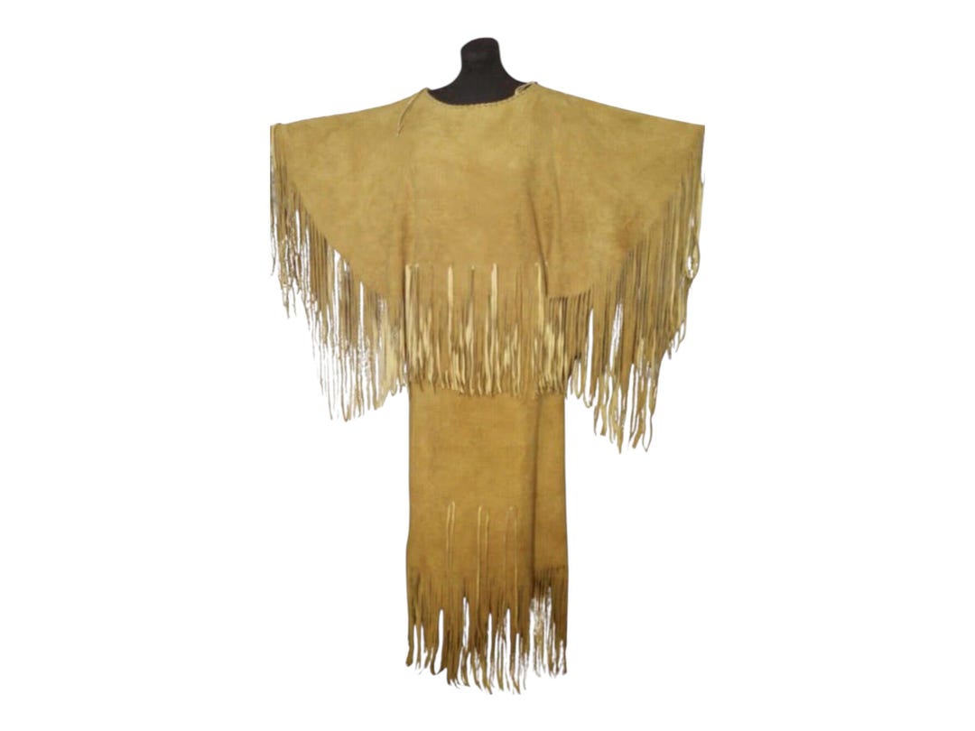 Womens Handmade Long Wedding Dress Powwow Regalia Leather Dress, Native ...