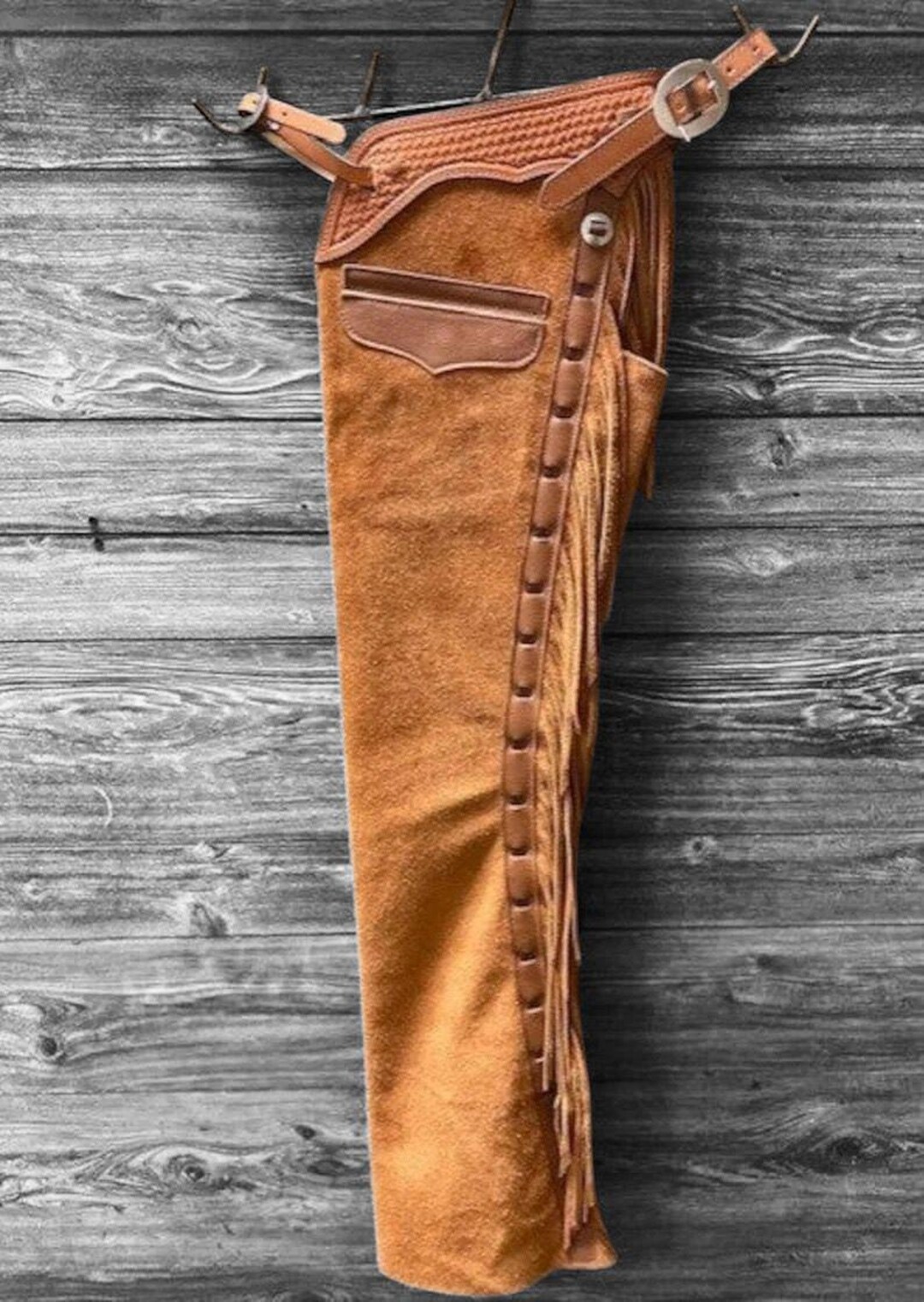 Western Cowboy Chap Fringes Suede Leather Pant Suede Leather Chap ...