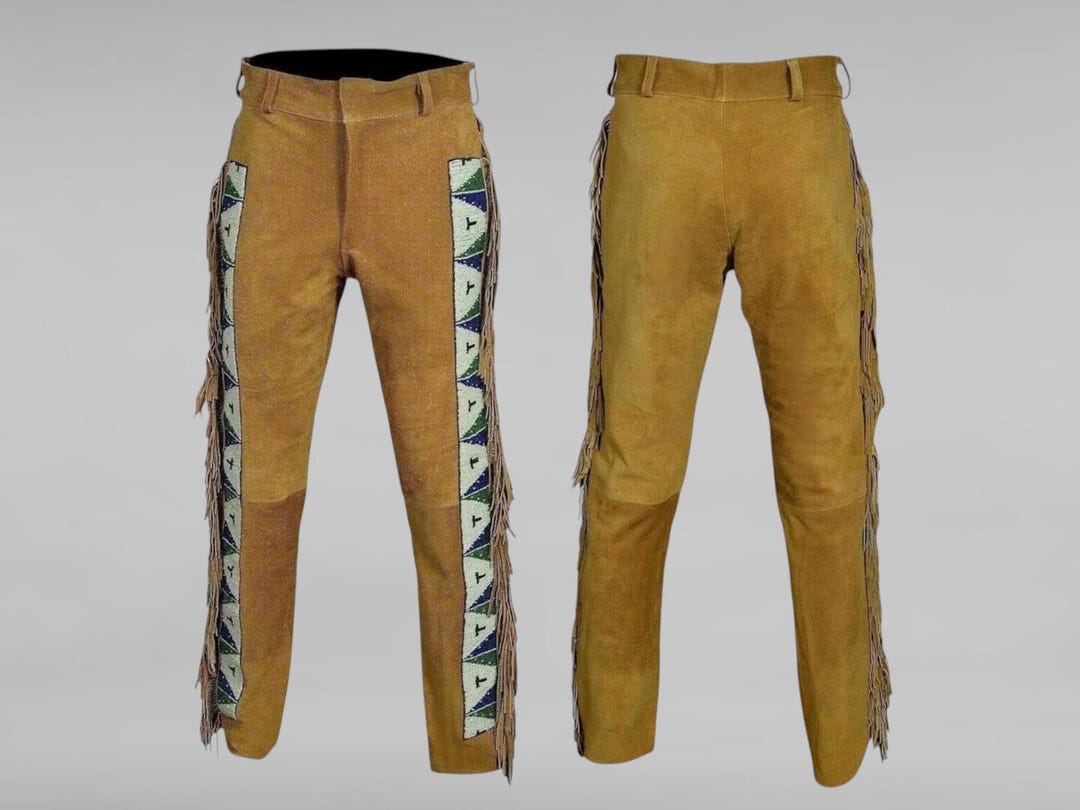 Men's Geniune Suede Leather Western Wear Pant - Native American Cowboy ...