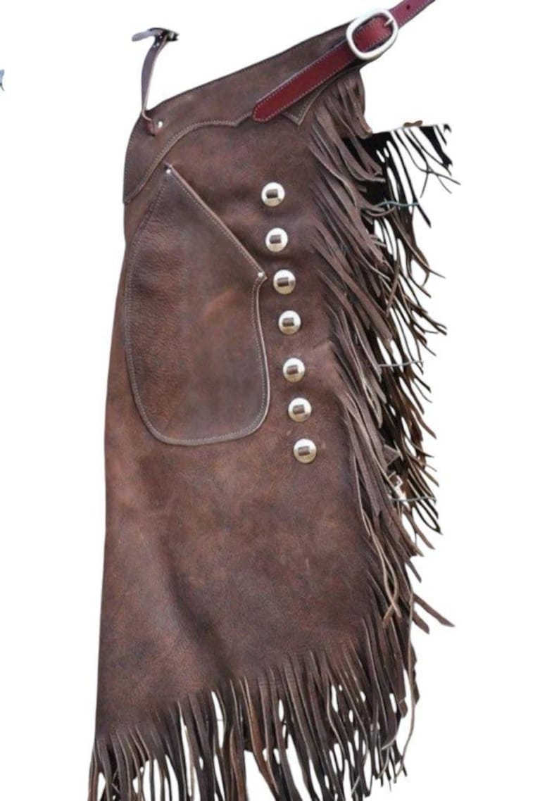 Women Western Wear Suede Leather Shotgun Chink Chap Fringes Suede ...