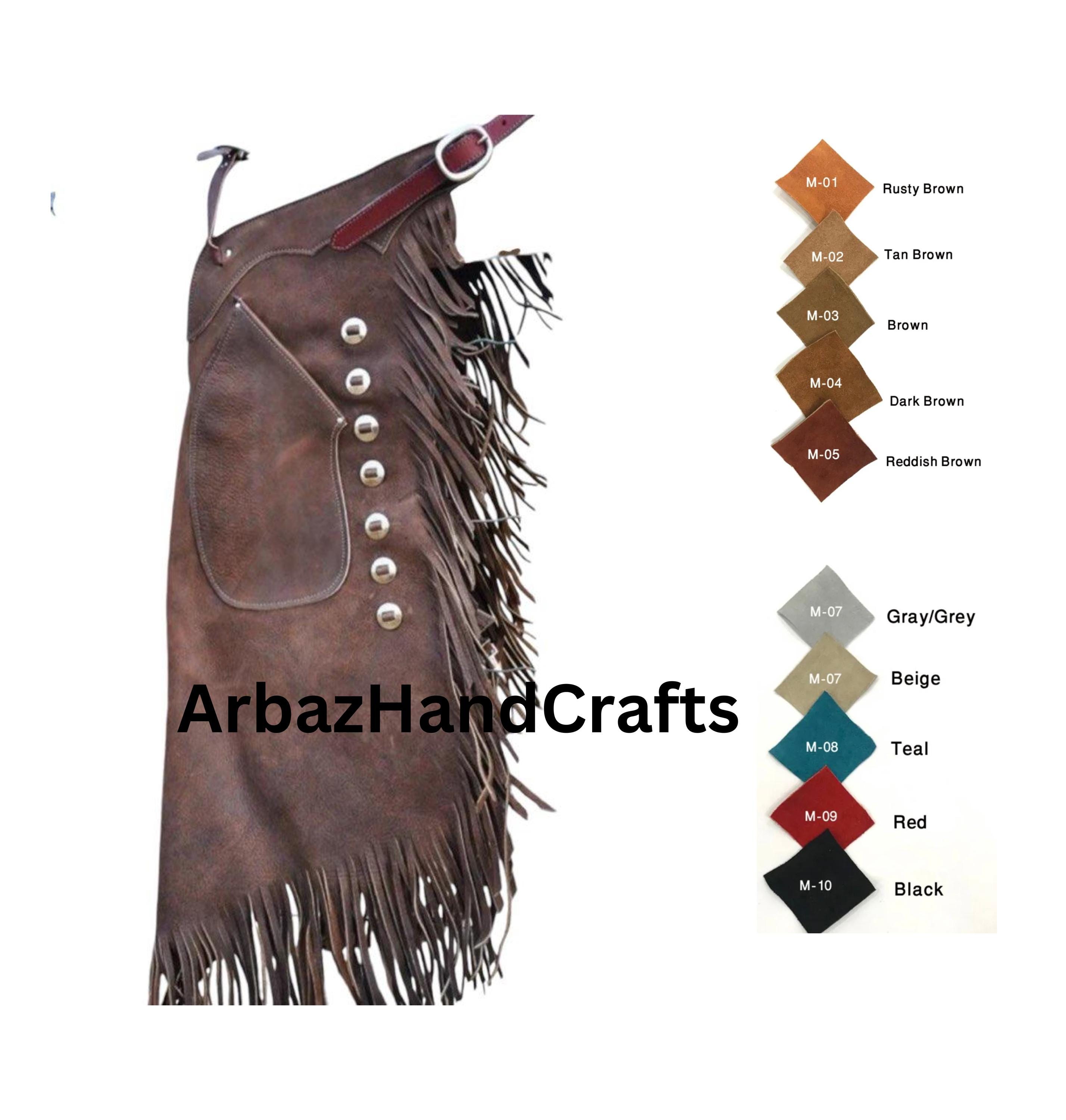 Women Western Wear Suede Leather Shotgun Chink Chap Fringes Suede ...