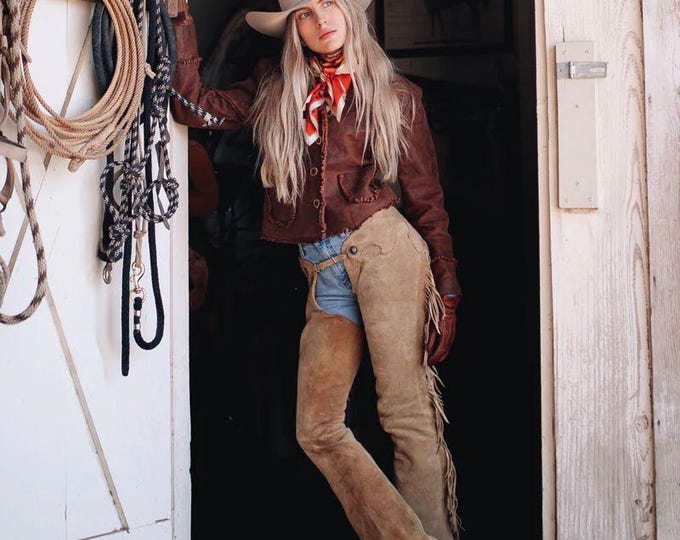 Women Western Wear Suede Leather Chap Fringes, Women Suede Leather Pant ...