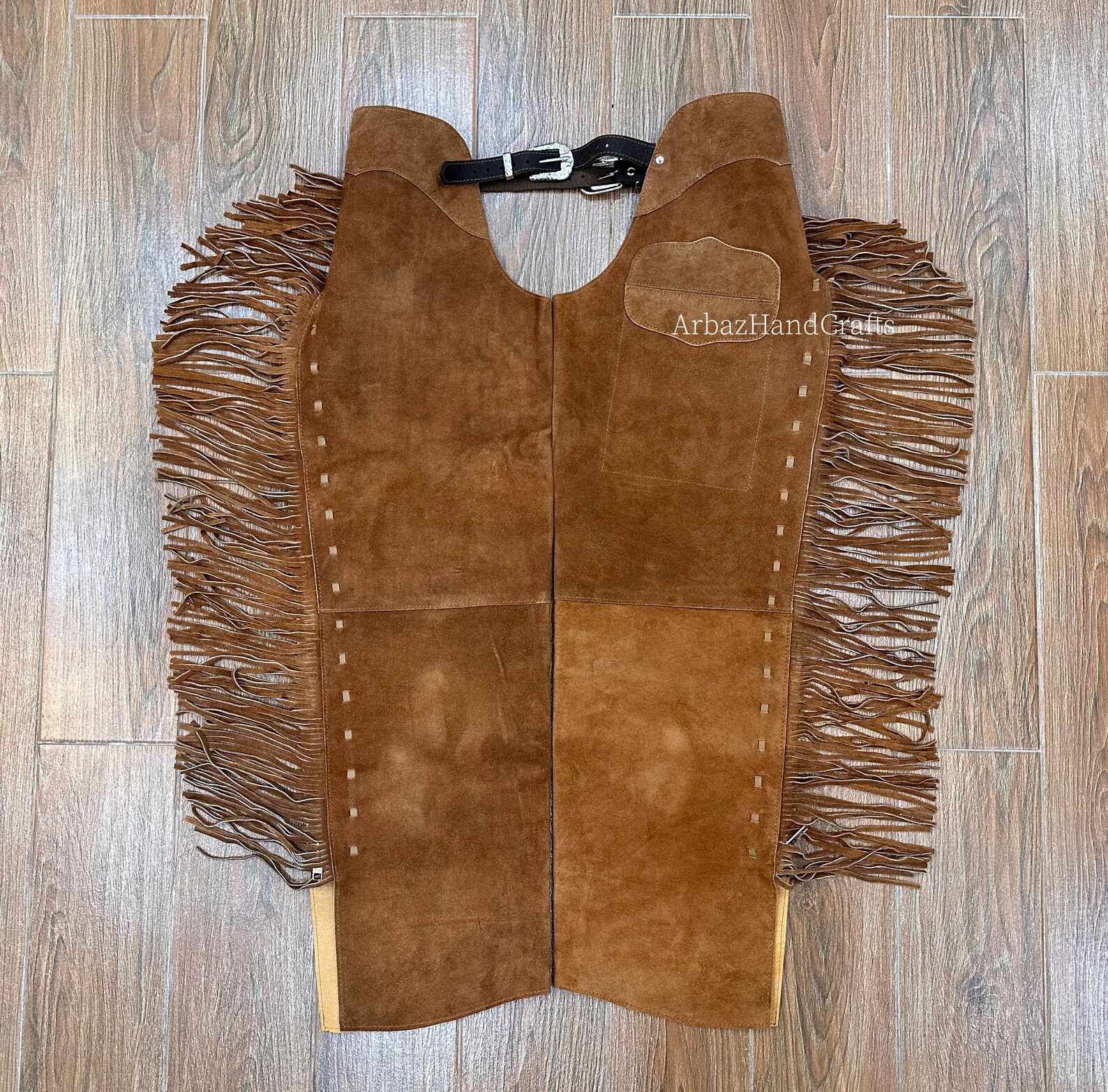 Native American Handmade Western Cowboy Suede Leather Chap Fringes ...