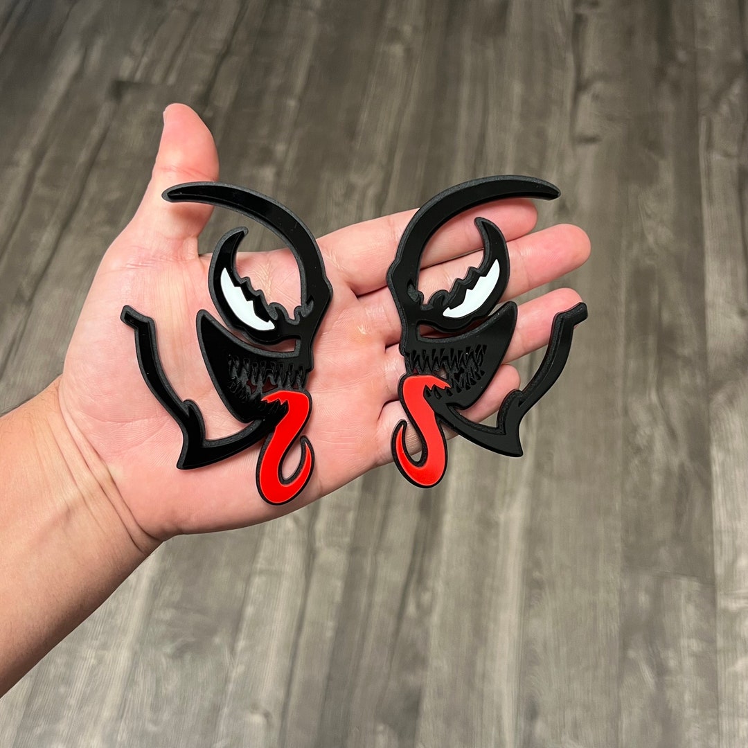Car Fender Emblems/badges Black Venomed W/ White Eyes and Red Tongue - Etsy
