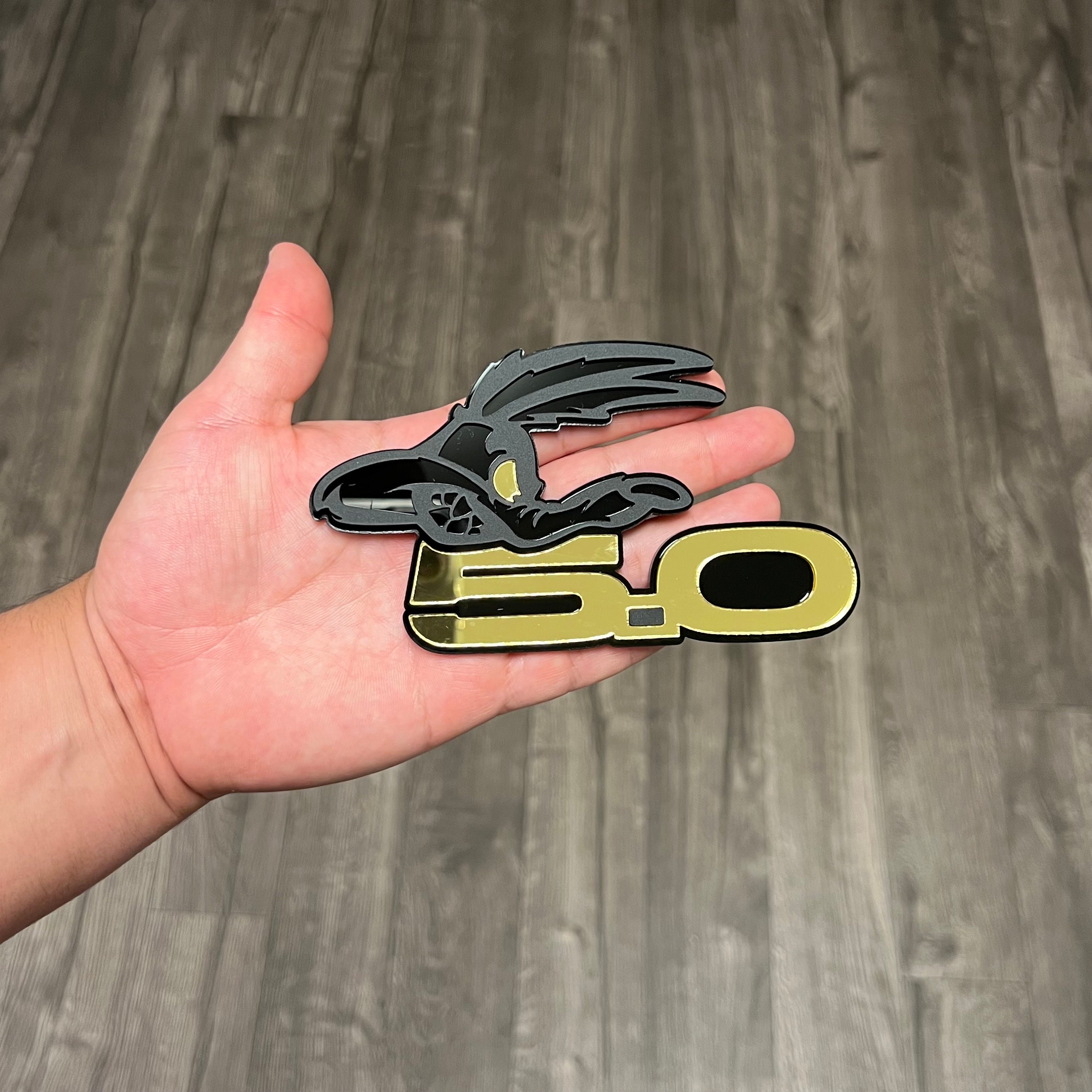 Car Fender Emblems/badges Black ANGRY COYOTE W/ Gold Eyes and Number ...