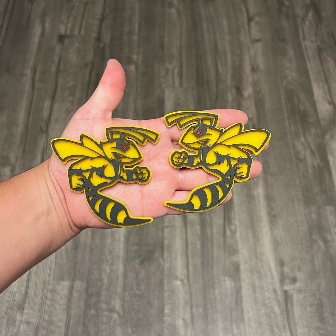 Car Fender Emblems/badges Black ANGRY HORNET yellow Backing W/red Eyes ...