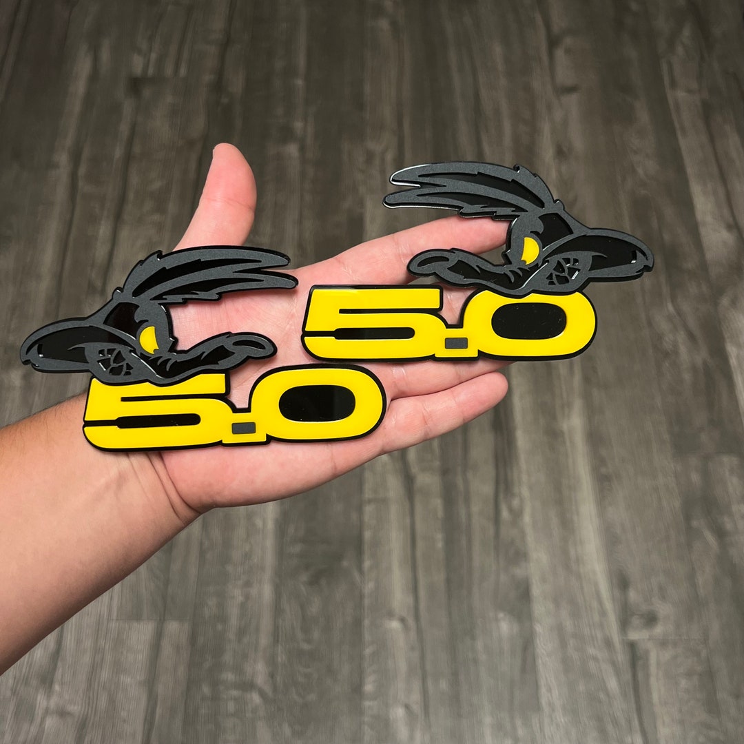 Car Fender Emblems/badges Black ANGRY COYOTE W/ Yellow Eyes and Number ...