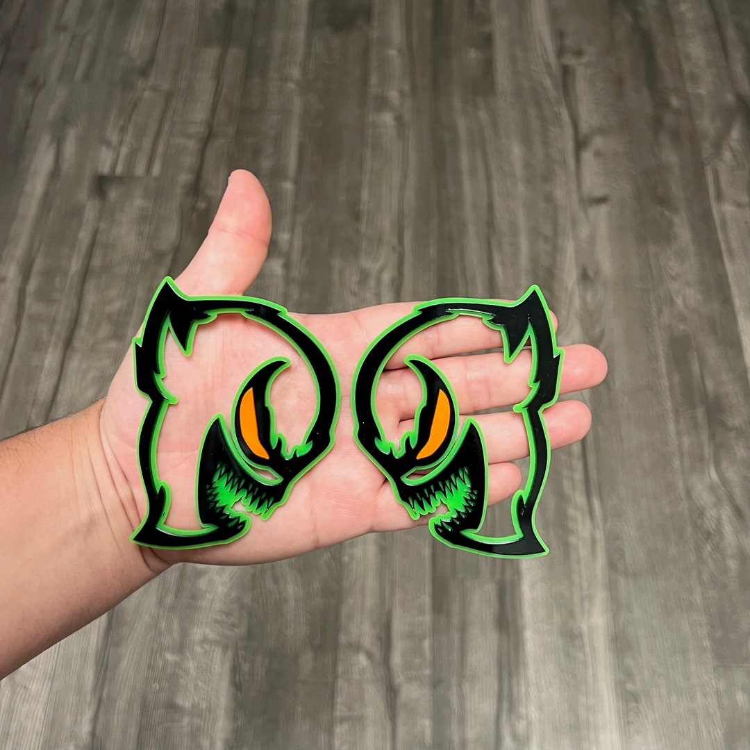 Car Fender Emblems/badges Black and Green Colored GOBLIN W/ Orange Eyes ...