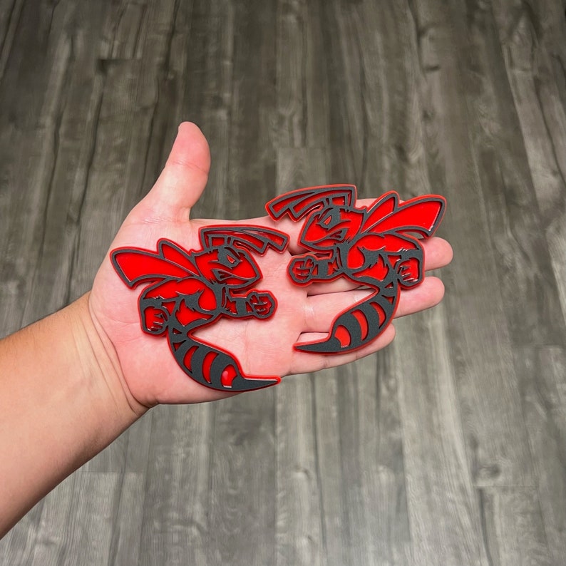 Car Fender Emblems/badges Black ANGRY HORNET red Backing W/red Eyes - Etsy