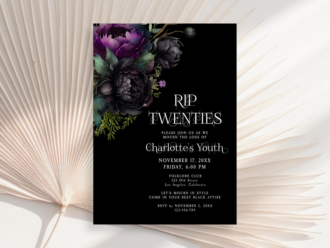 RIP to Twenties Birthday Invitation Template, RIP 20s Birthday ...